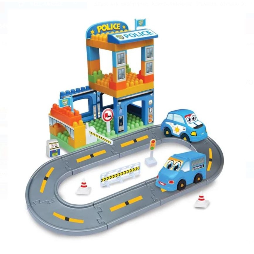 Set 48 cuburi de constructie, model sectie politie, Syamag, 2 ani ...