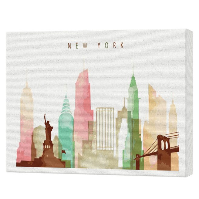 Set pictura pe numere, New York poster, 40x50 cm, panza bumbac pe rama ...