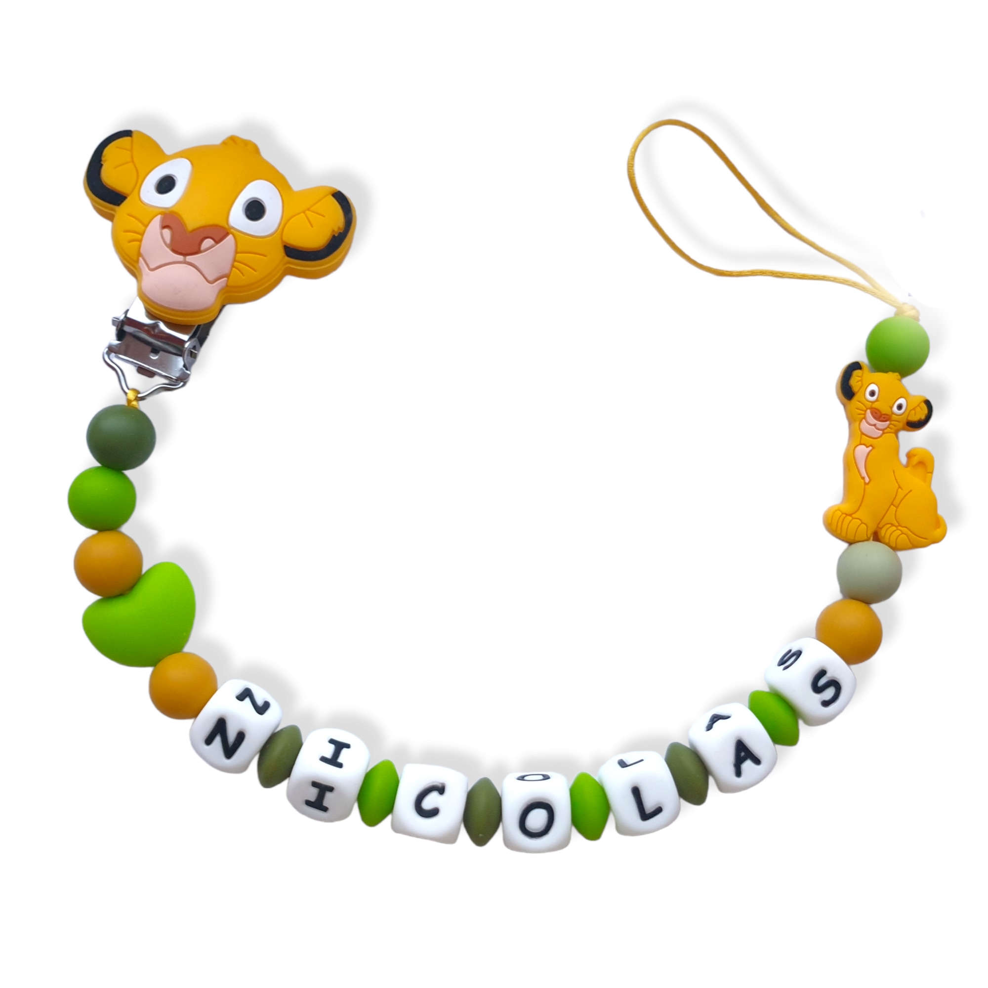 Lantisor personalizat pentru suzeta din silicon alimentar/ Leul Simba ...
