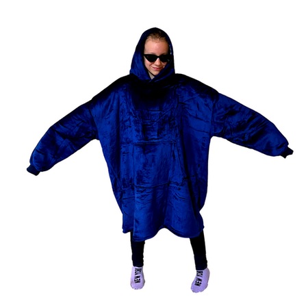 Hatalmas pihe-puha kapucnis kék belebújós plüss pulcsi + takaró hoodie ...