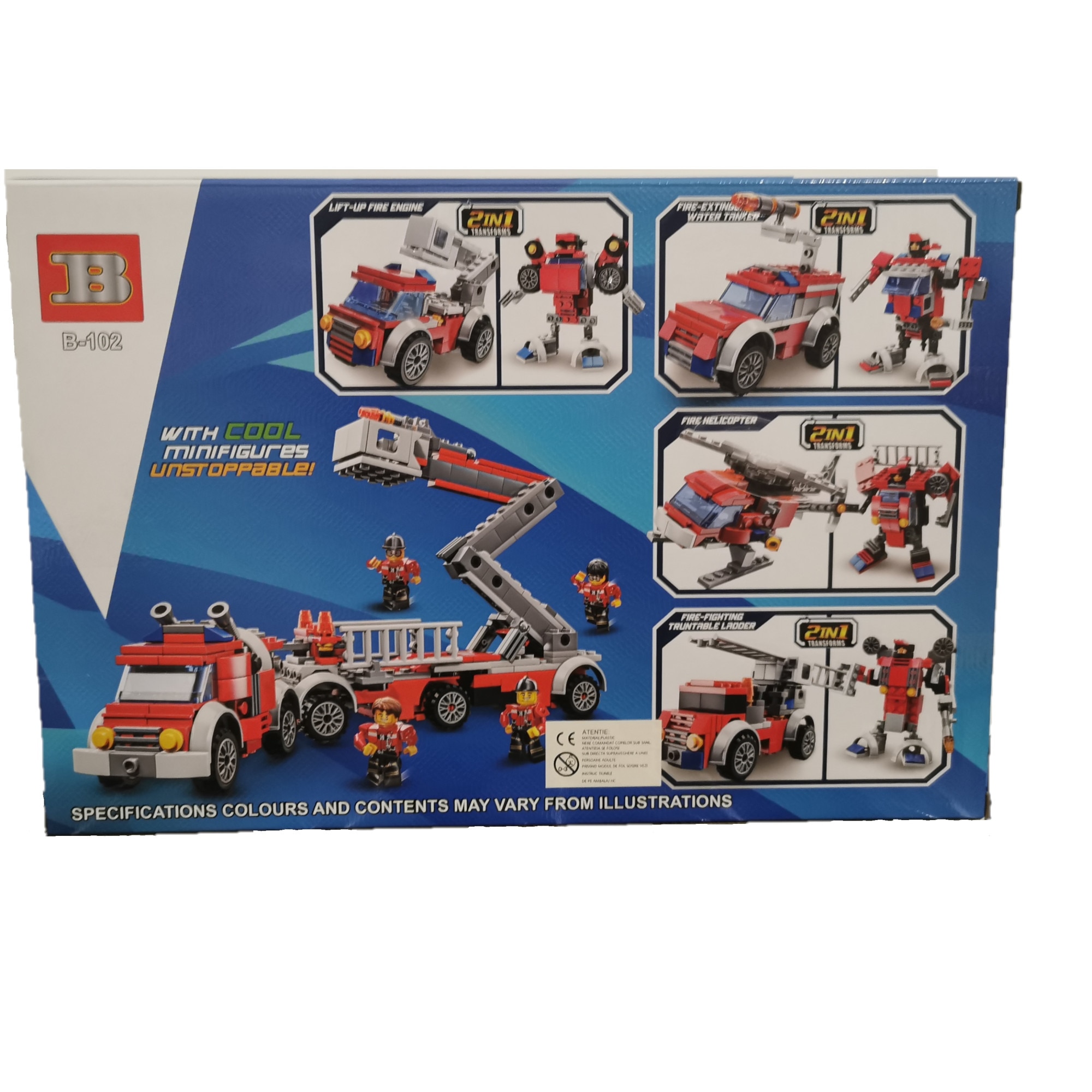 Set constructie tip LeGo City Fire, Masini Pompieri 2 in 1 ...