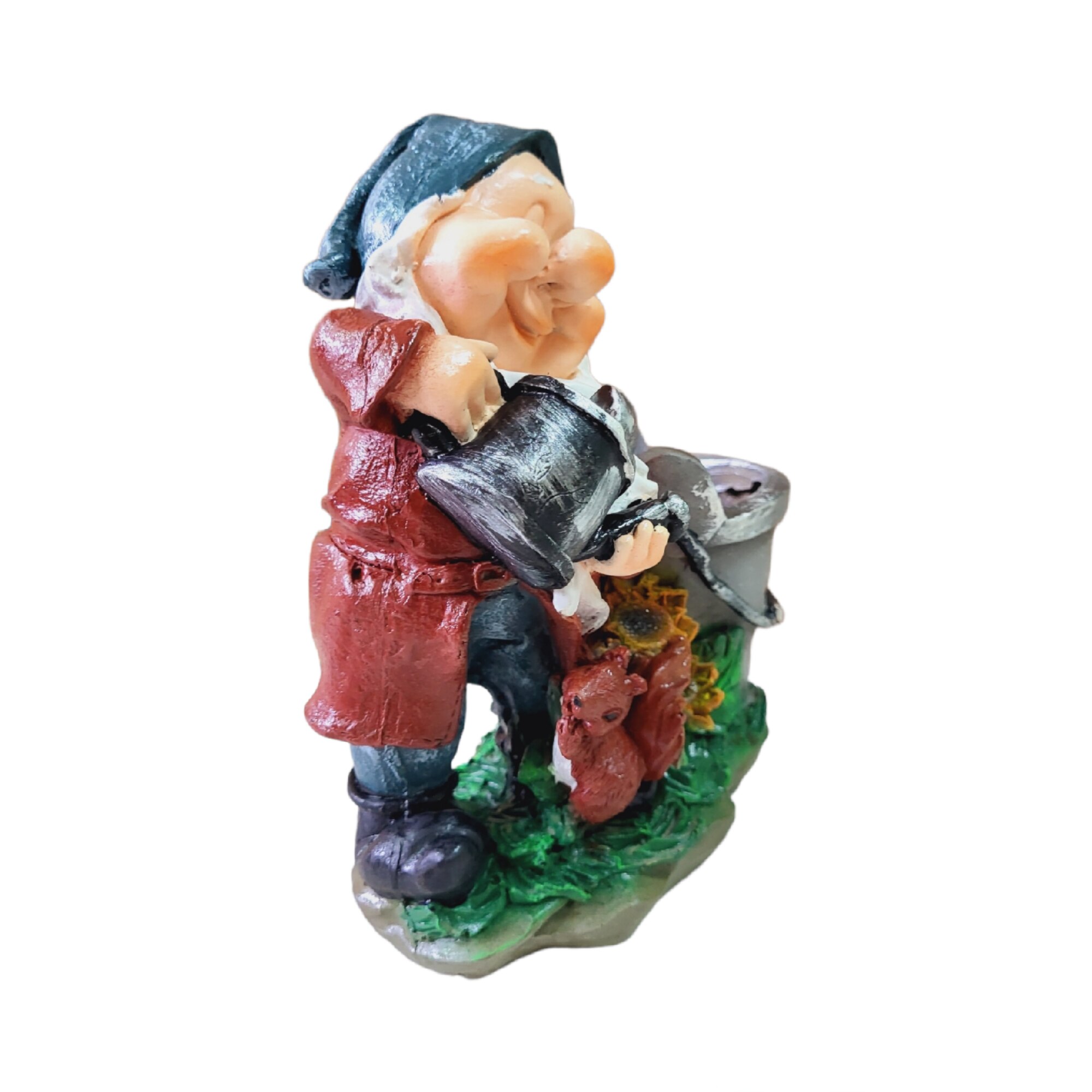 Figurina de gradina Piticul cu galeata, polystone, pictata manual ...