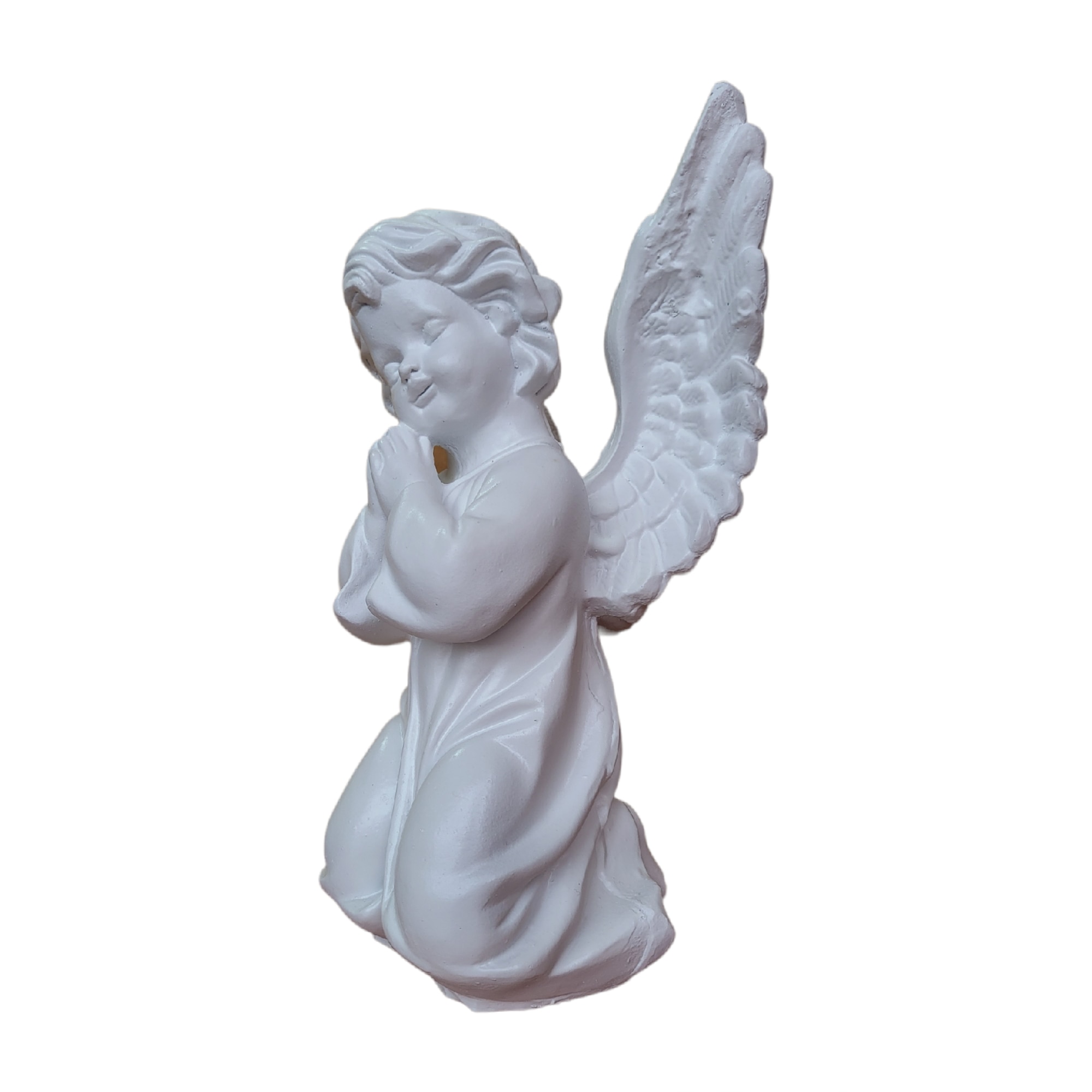 Statueta Inger care se roaga, polystone, exterior, alb, inaltime 29 cm ...