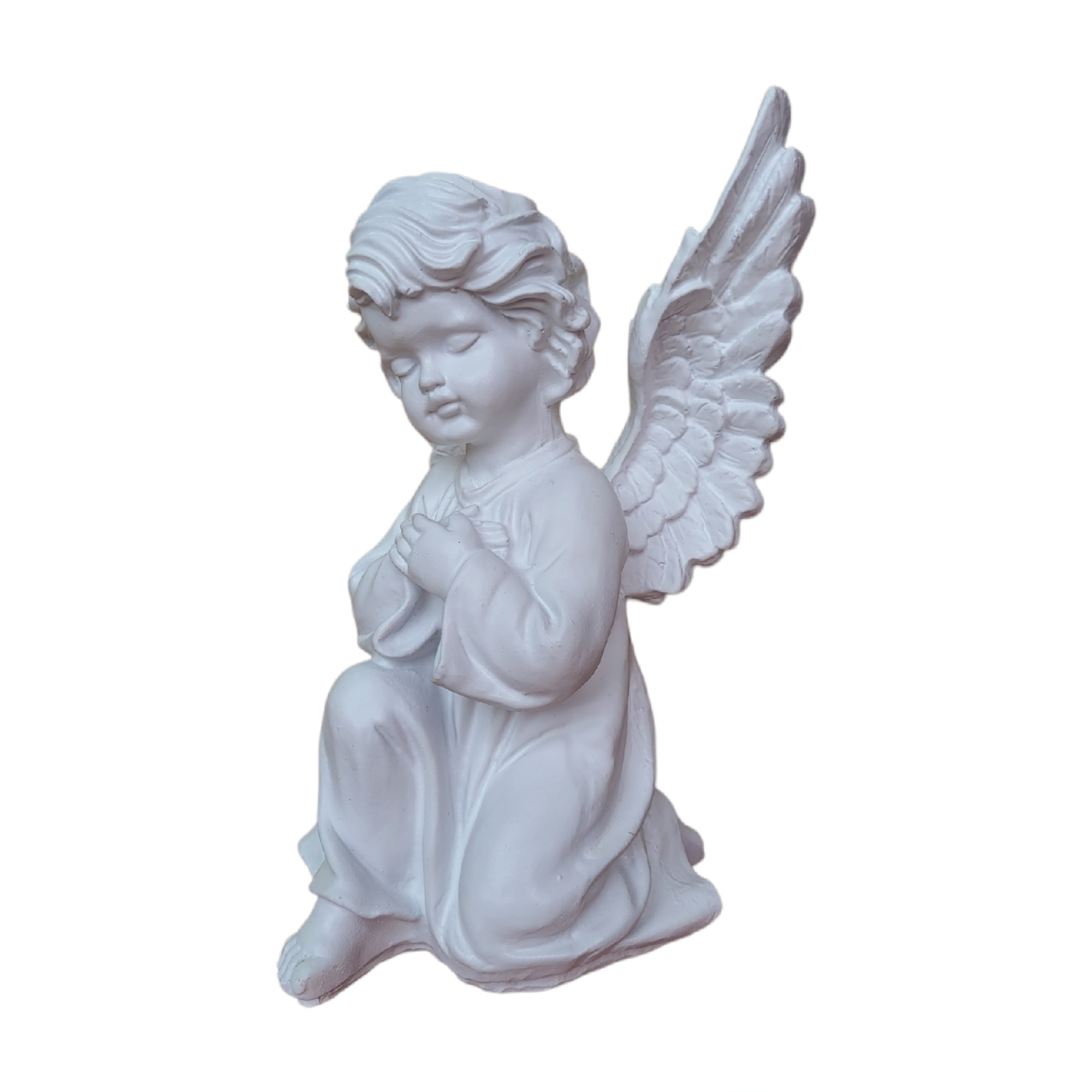 Statueta Inger care se roaga, polystone, exterior, alb, inaltime 30 cm ...