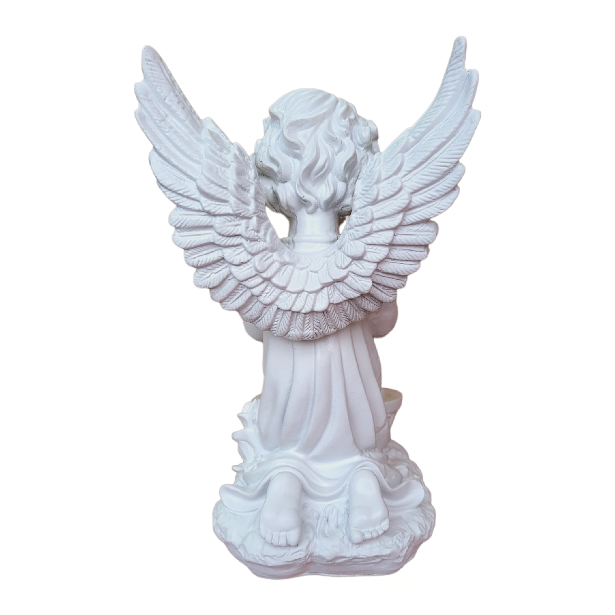 Statueta Inger care se roaga, polystone, exterior, alb, inaltime 35 cm ...