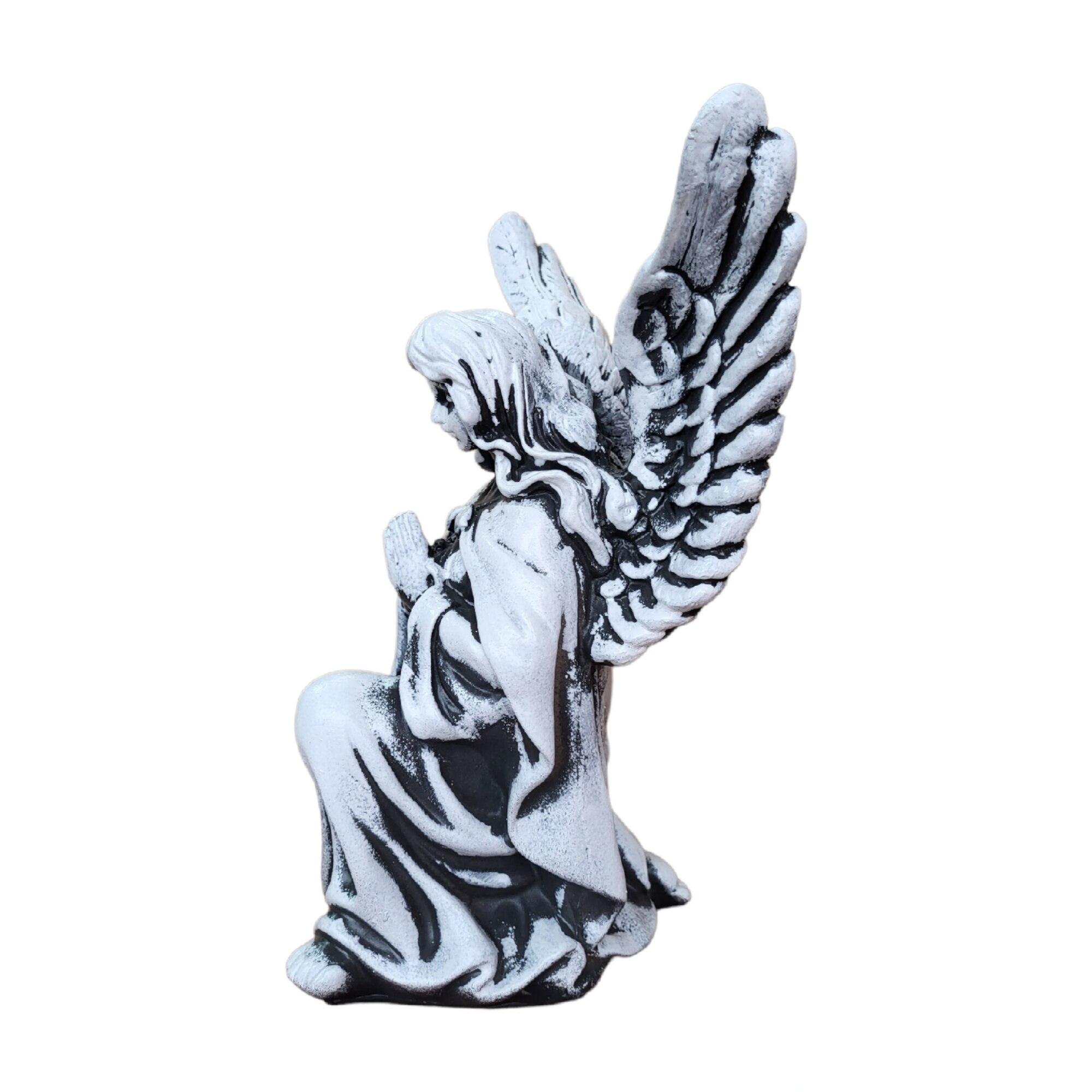 Statueta Inger care se roaga, polystone, exterior, gri antichizat ...