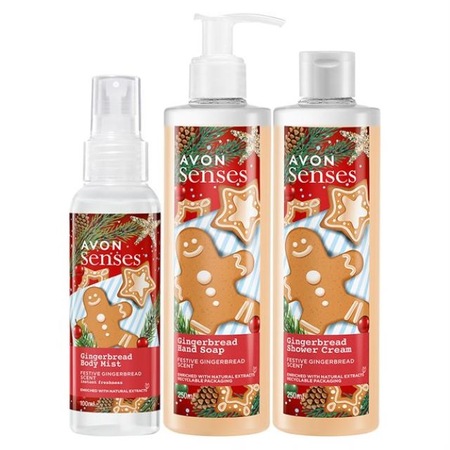 Set Senses Gingerbread, 3 produse, Avon- Sapun lichid 250 ml, Gel de ...