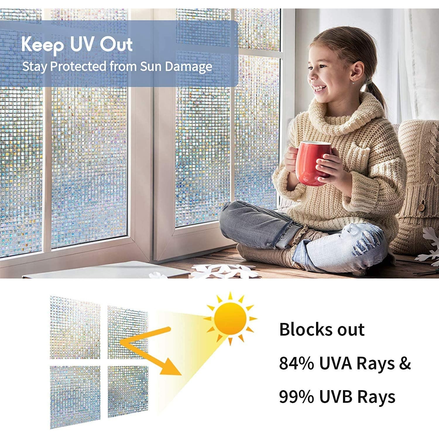 Folie Autoadeziva pentru Geam, Oricean, PVC, Reutilizabil, Mozaic ...