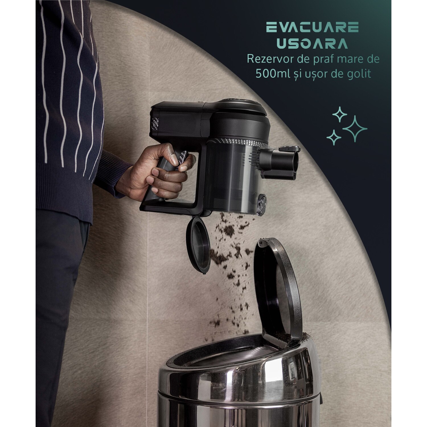 Aspirator Vertical Cyclone - 4in1 cu functie de mop - 22.2V - Curatare ...