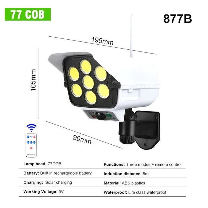 Camera falsa de securitate 2 in 1 cu proiector solar si senzor de ...