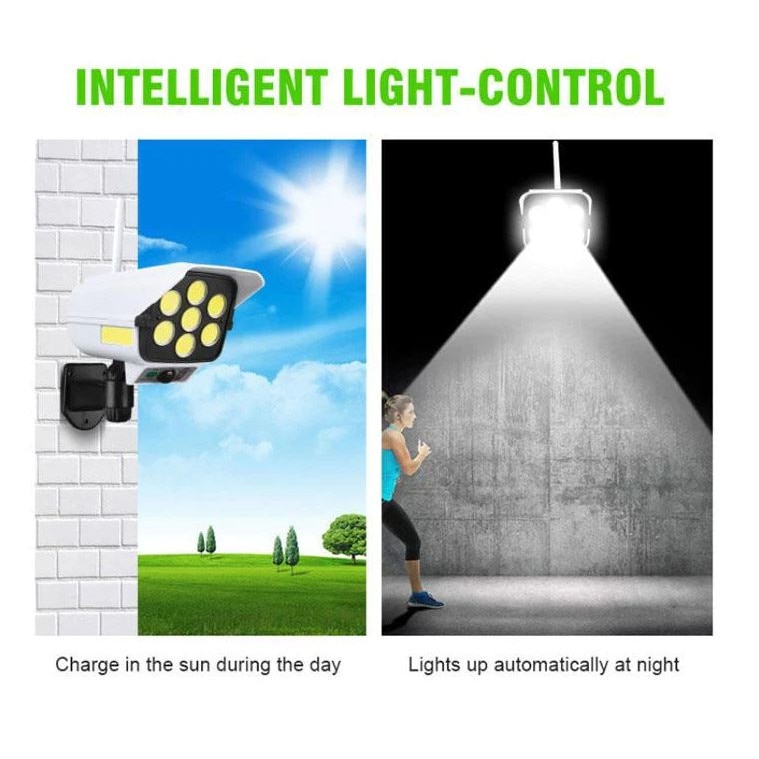 Camera falsa de securitate 2 in 1 cu proiector solar si senzor de ...