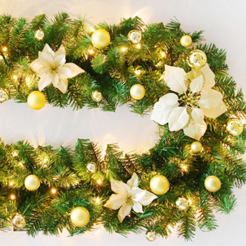 Ghirlanda din brad arfiticial, cu instalatie 50 led alb cald ...