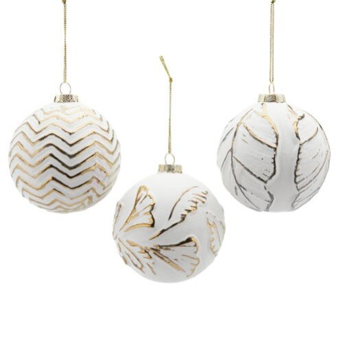 Decoratiune brad, 10 cm, 3 tipuri, Alb - eMAG.ro