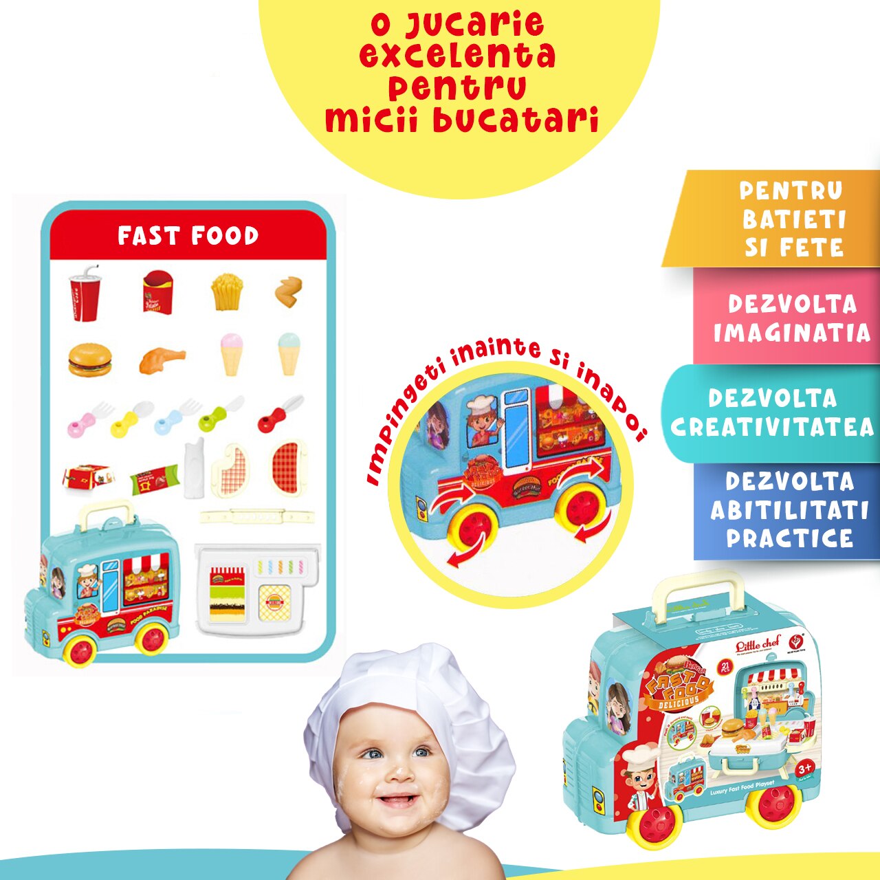 Set bucatarie de jucarie, educationala, interactiva cu accesorii, cu ...