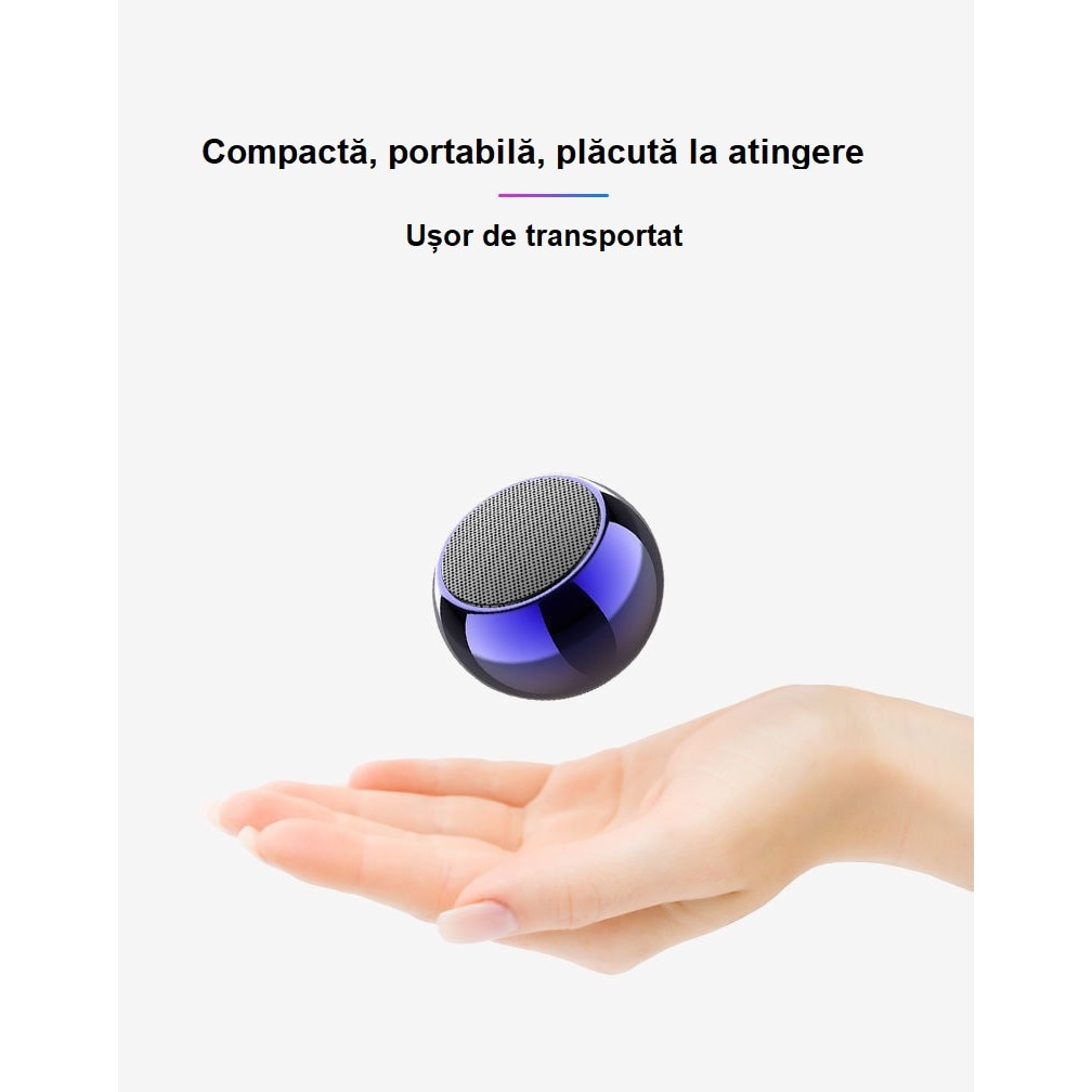 Mini Boxa portabila, Bluetooth 5.0, albastru gradient, metalica - eMAG.ro