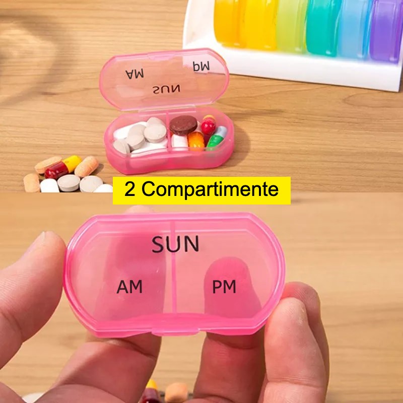Organizator Medicamente pe Zile cu 7 cutiute compartimentate - eMAG.ro