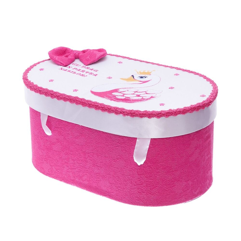 Cufar trusou botez Lebada Roz, Roz, Catifea, 1 piesa - eMAG.ro