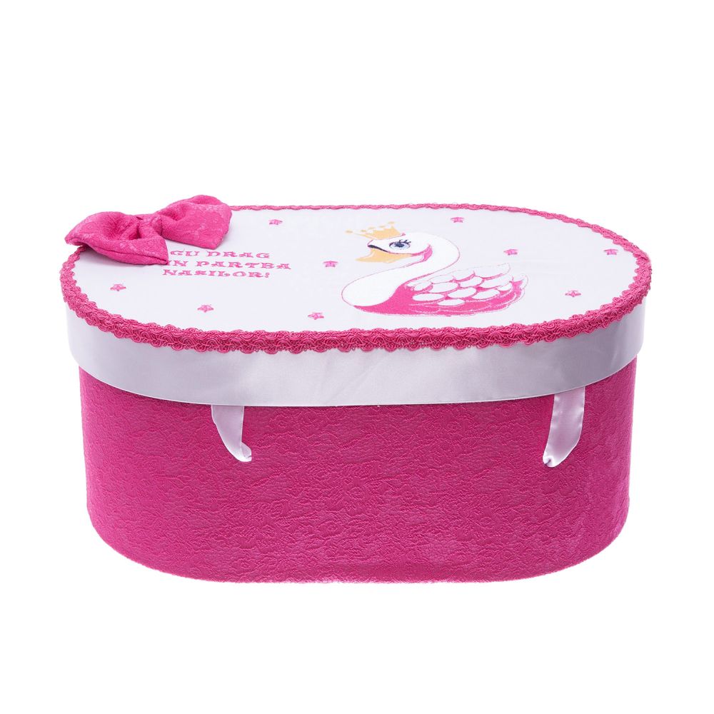 Cufar trusou botez Lebada Roz, Roz, Catifea, 1 piesa - eMAG.ro