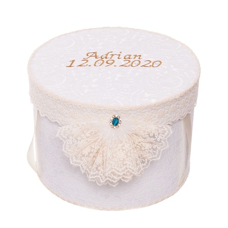 Cufar trusou botez Print, Alb-Ivory, Brocart, 1 piesa - eMAG.ro