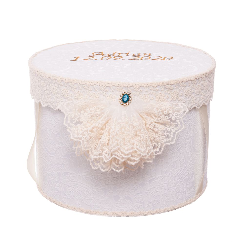 Cufar trusou botez Print, Alb-Ivory, Brocart, 1 piesa - eMAG.ro