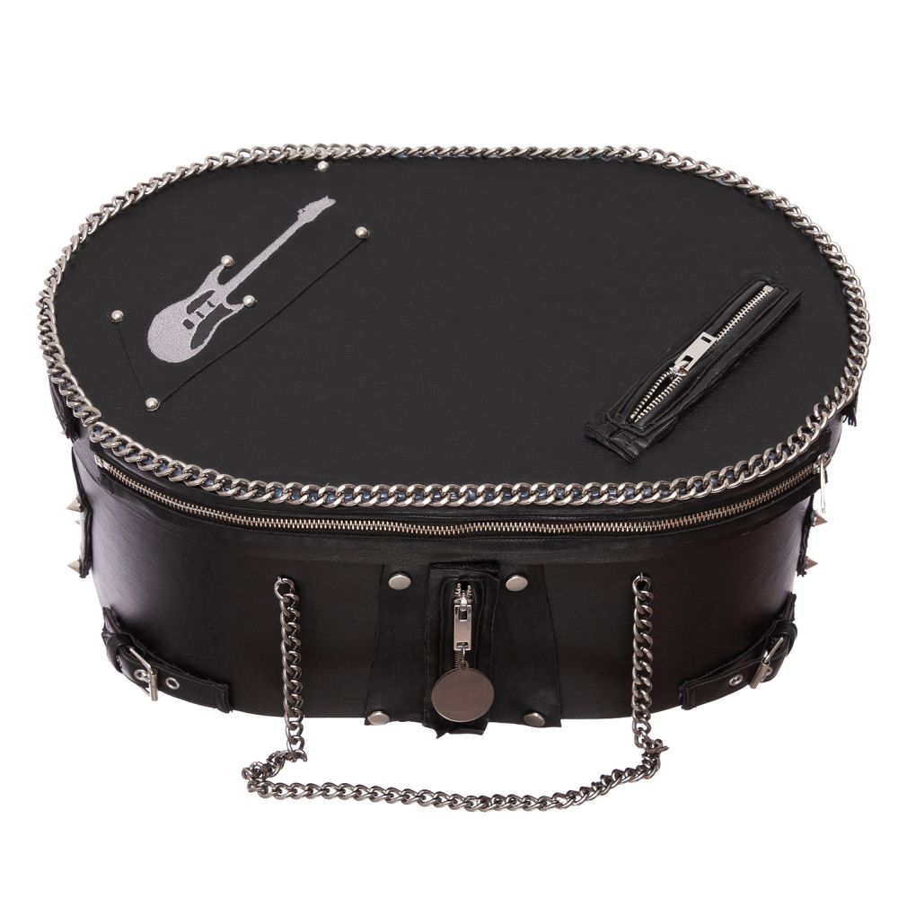 Cufar trusou botez Chitara Rock, Negru, Piele, 1 piesa - eMAG.ro