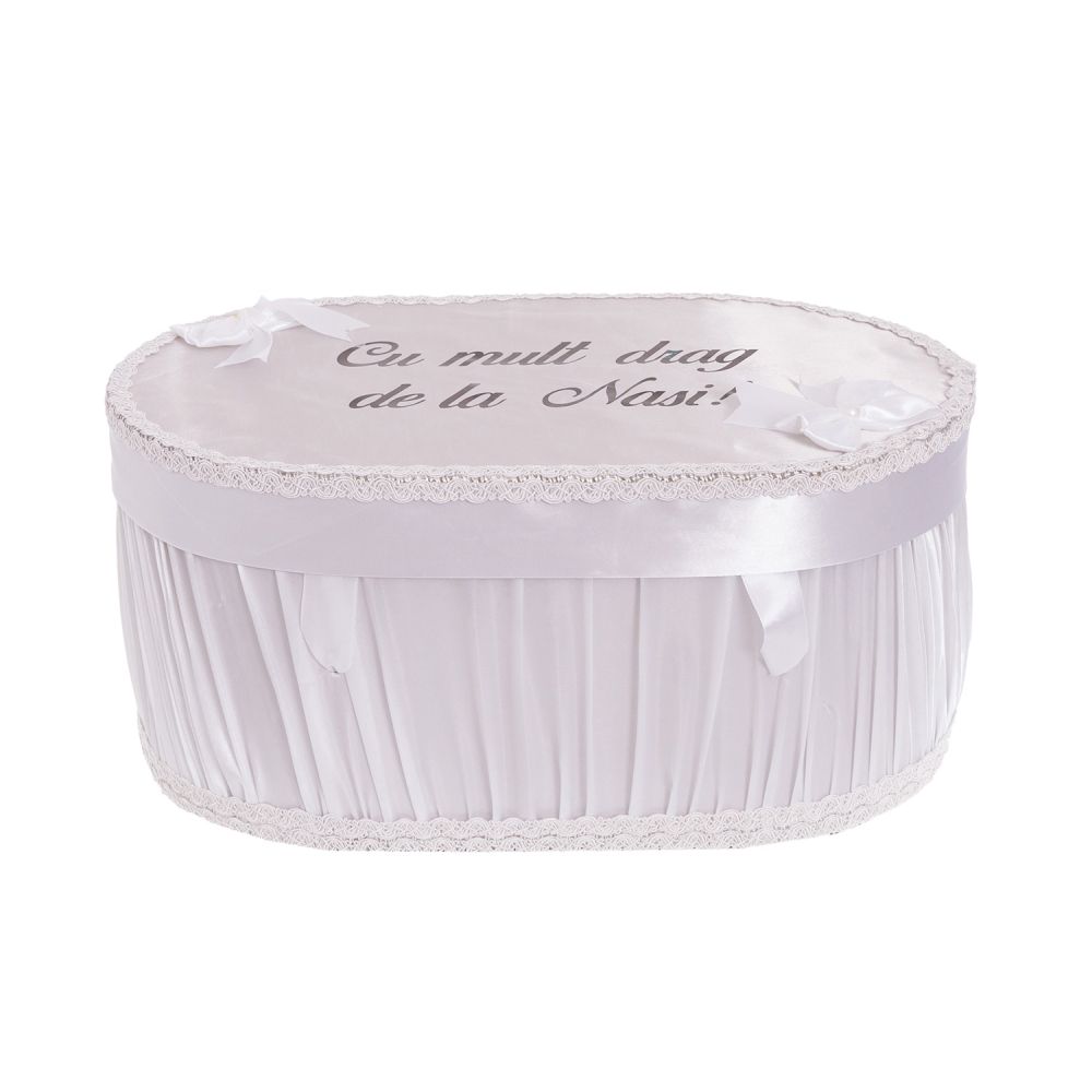 Cufar trusou botez, Alb, Satin, 1 piesa - eMAG.ro