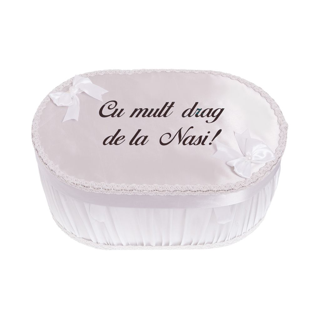 Cufar trusou botez, Alb, Satin, 1 piesa - eMAG.ro