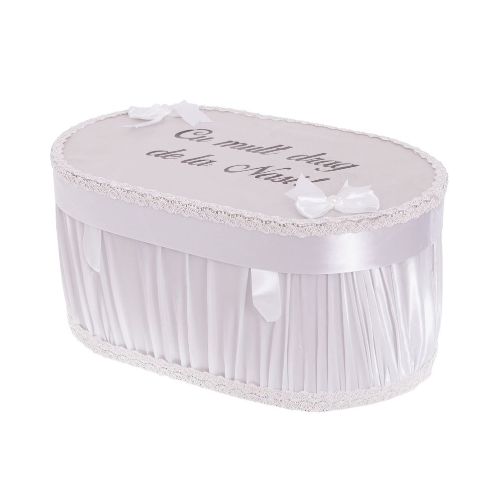 Cufar trusou botez, Alb, Satin, 1 piesa - eMAG.ro