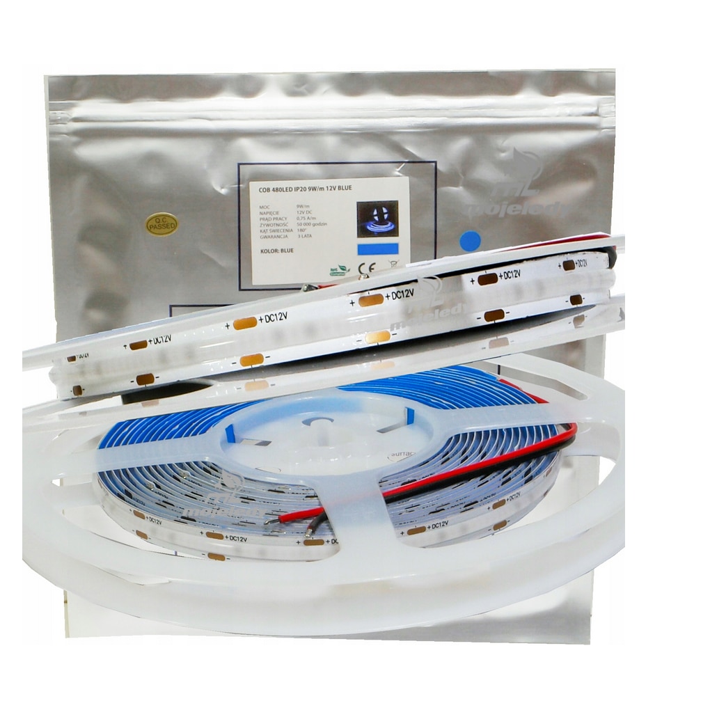 Banda LED COB 45W 12V DC albastru 5 metri - eMAG.ro