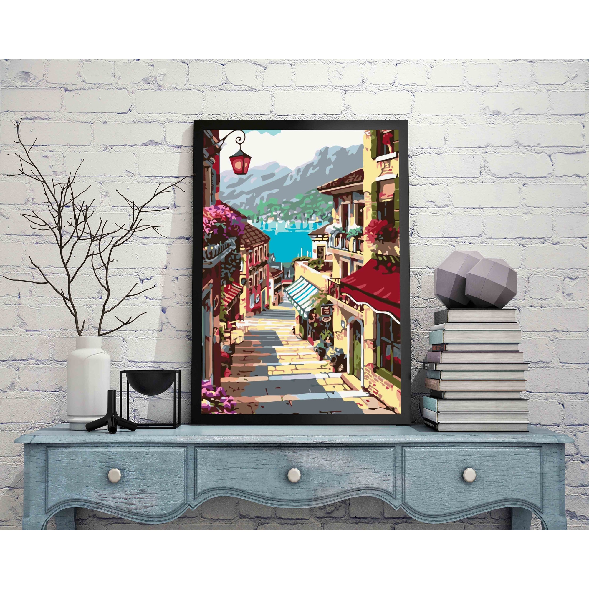 Set pictura pe numere Peisaj de vara 3059, panza bumbac pe rama lemn ...