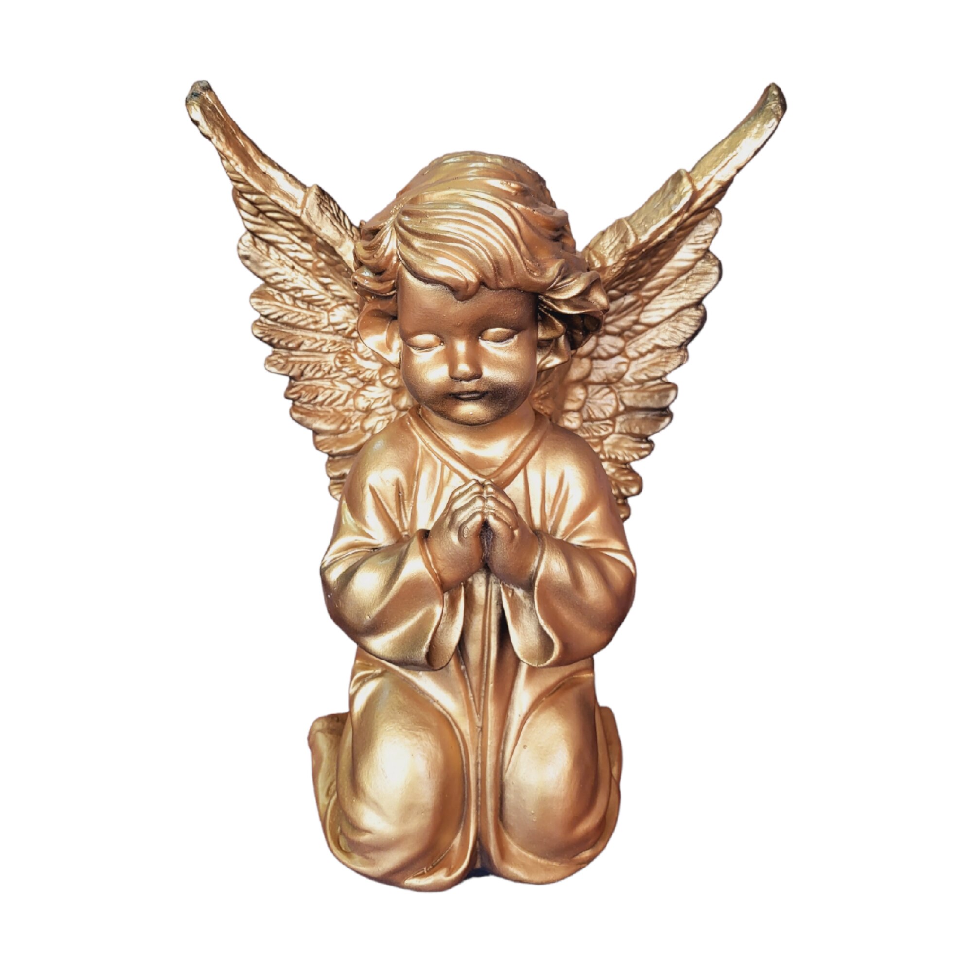 Statueta Inger care se roaga, polystone, exterior, auriu, inaltime 35 ...