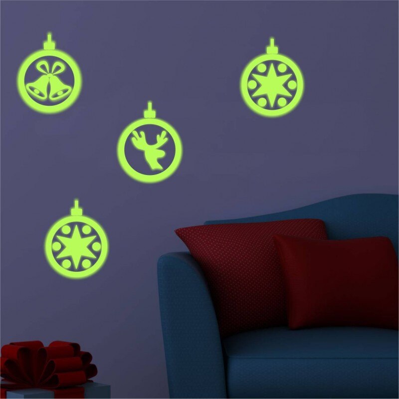 Set 4 sticker fosforescente autoadezive, ProCart®, Globuri decorative ...