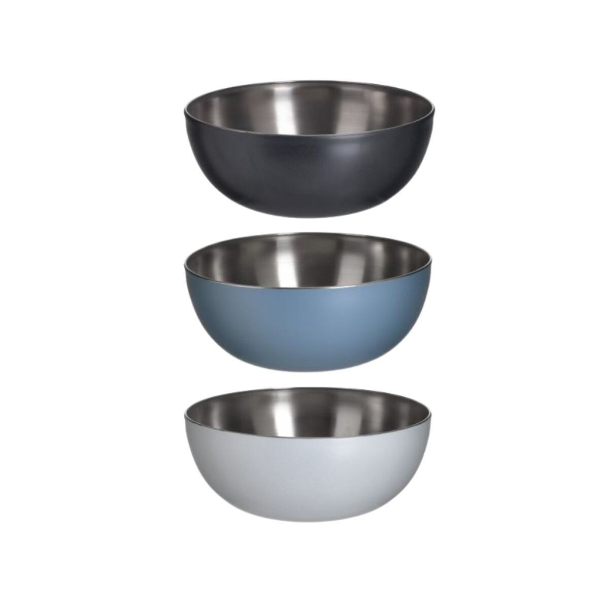 Set 3 boluri de salata, din inox, Φ24x10 cm, multicolor - eMAG.ro