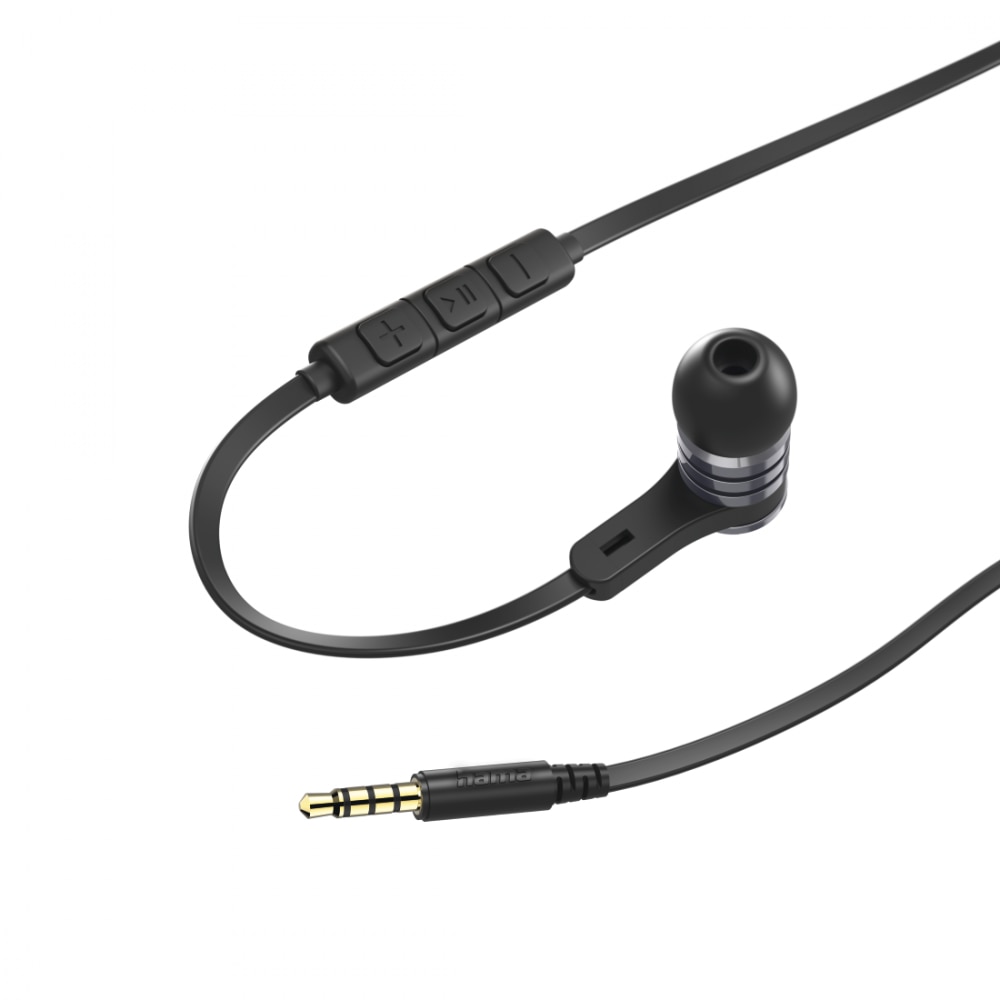 Слушалки Hama "Intense", In-Ear, микрофон, плосък лентов кабел, черни ...