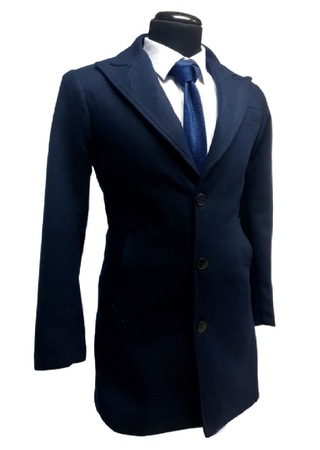 Palton barbati, rever blanit detasabil, Slim-fit, bleumarin - eMAG.ro