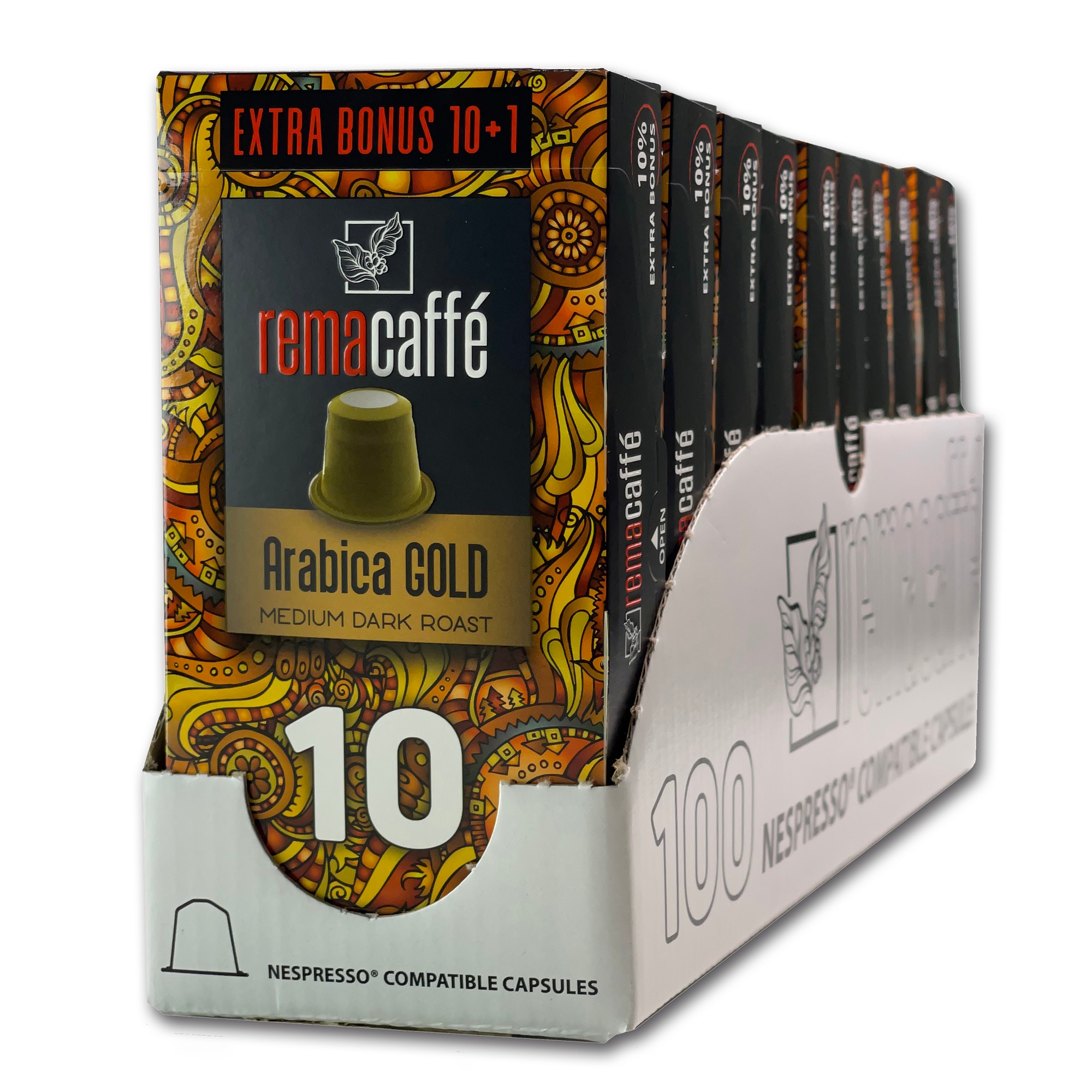 Pachet 110 capsule cafea Arabica Gold, REMACAFFE, Compatibil cu ...