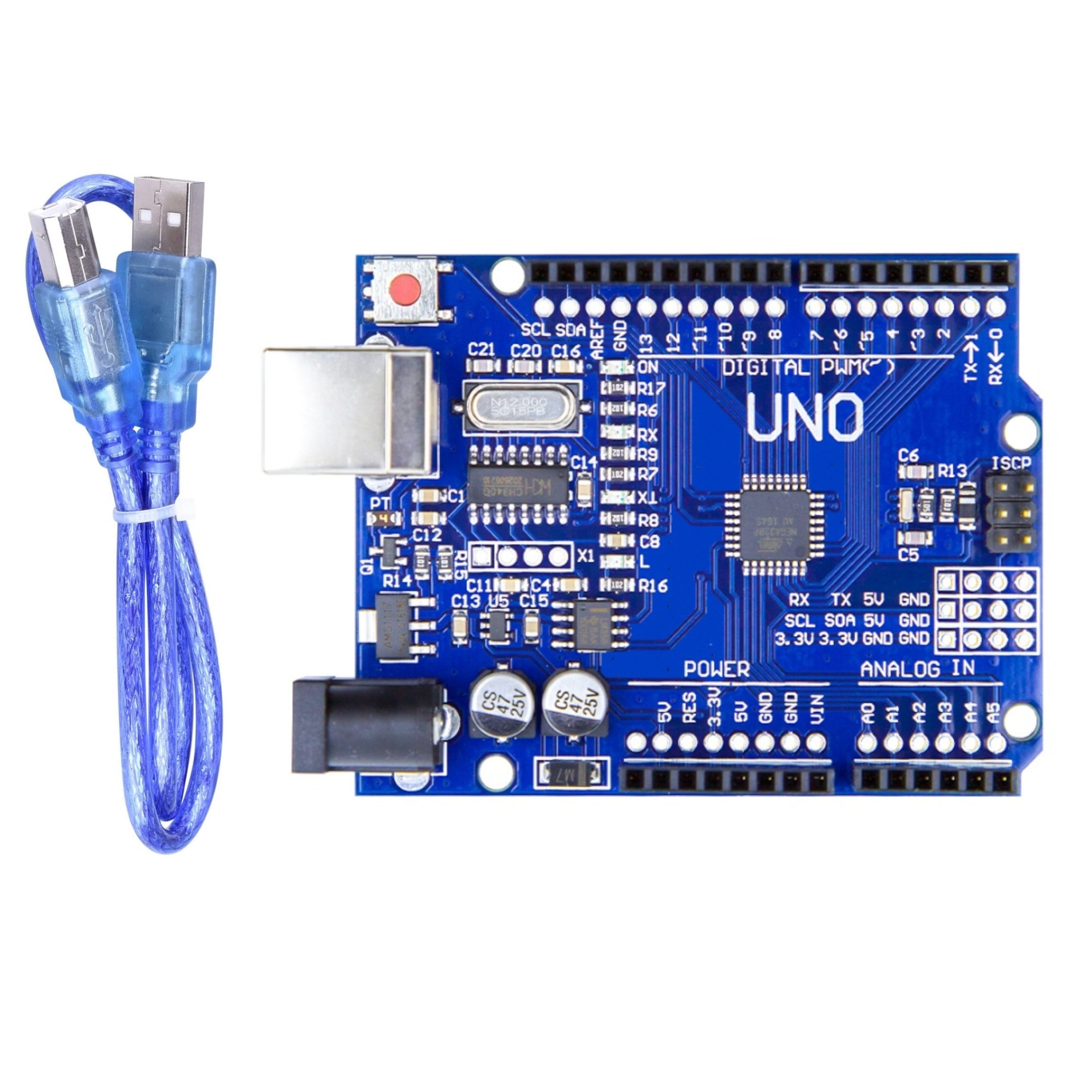 Modulosy R3 CH340 AVR ATmega328 Arduino UNO, USB kábel - eMAG.hu