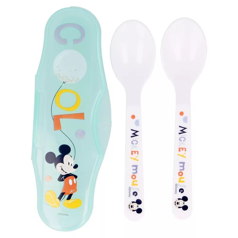 Set 2 lingurite plastic si cutie depozitare, Travel, Mickey - eMAG.ro