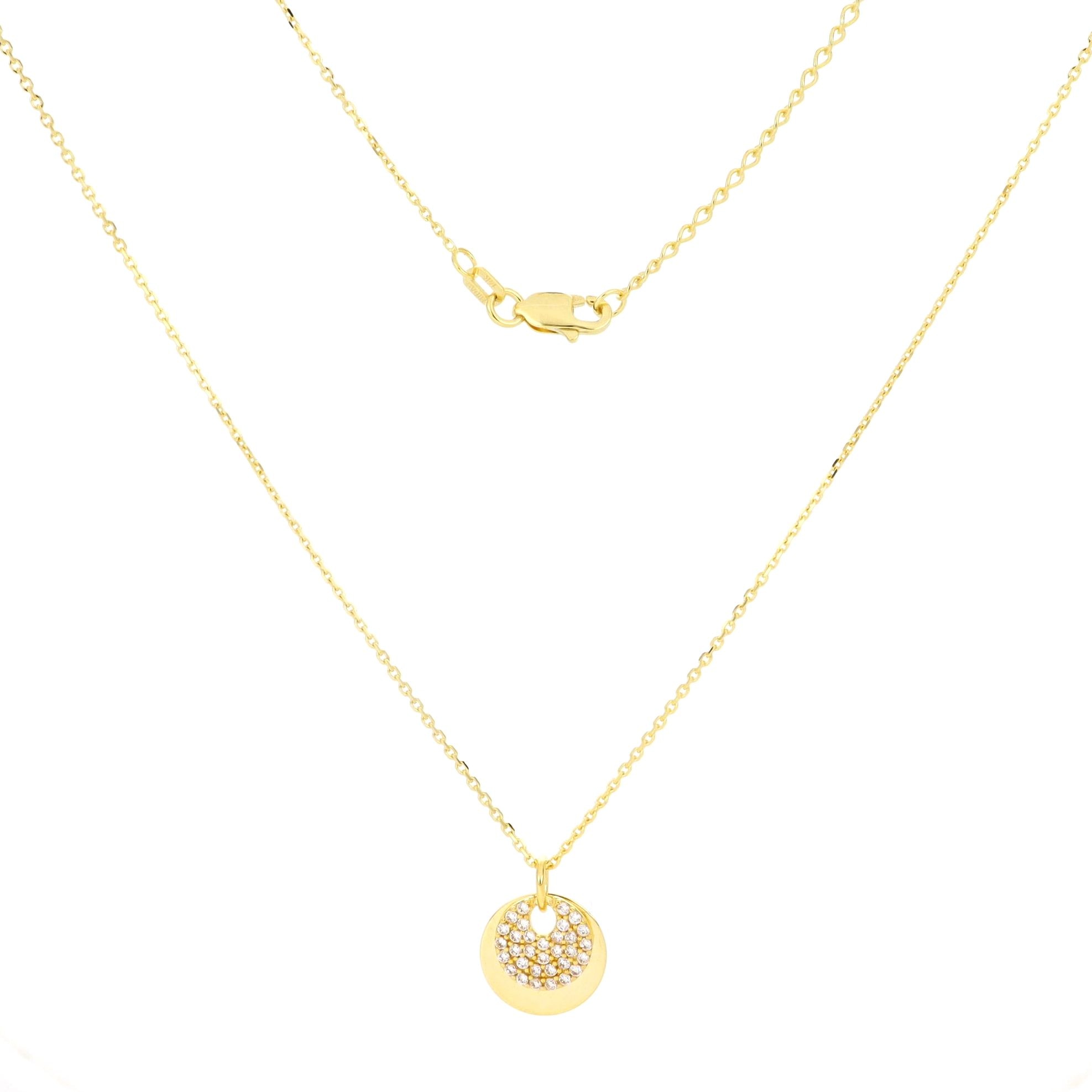 Lant dama cu pandant 2 banuti suprapusi, aur 14k - eMAG.ro