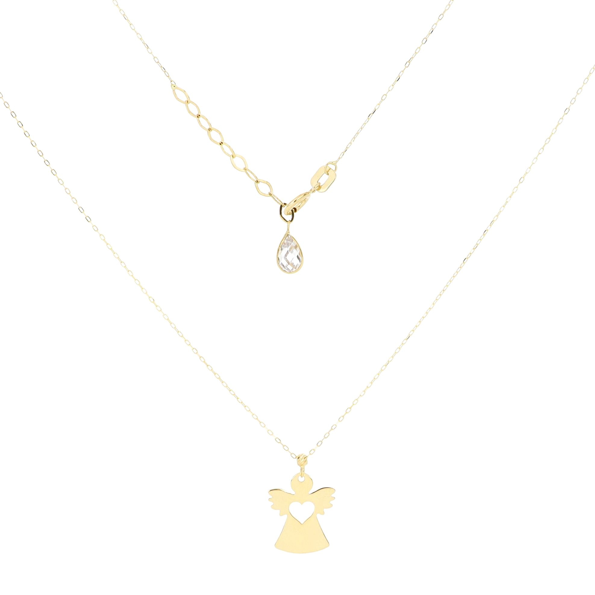 Lant cu pandant inger si inima decupata, aur 14k - eMAG.ro