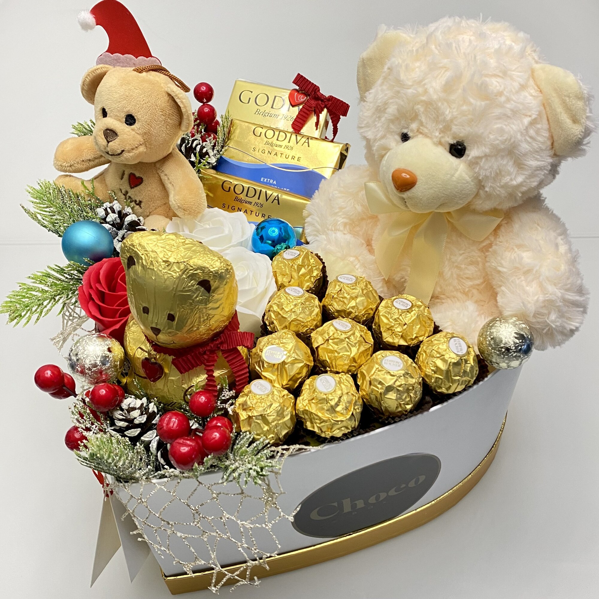 Chocobox díszdoboz, rózsák, csokoládé, medve, üdvözlőlap - eMAG.hu