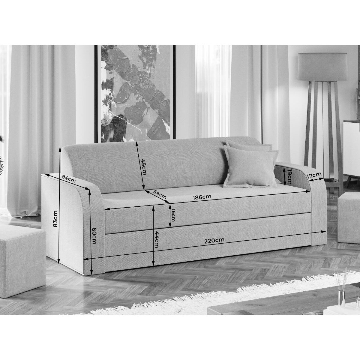 Canapea Mini, extensibila, stofa, 220 x 84 x 83 cm, Portocalie - eMAG.ro