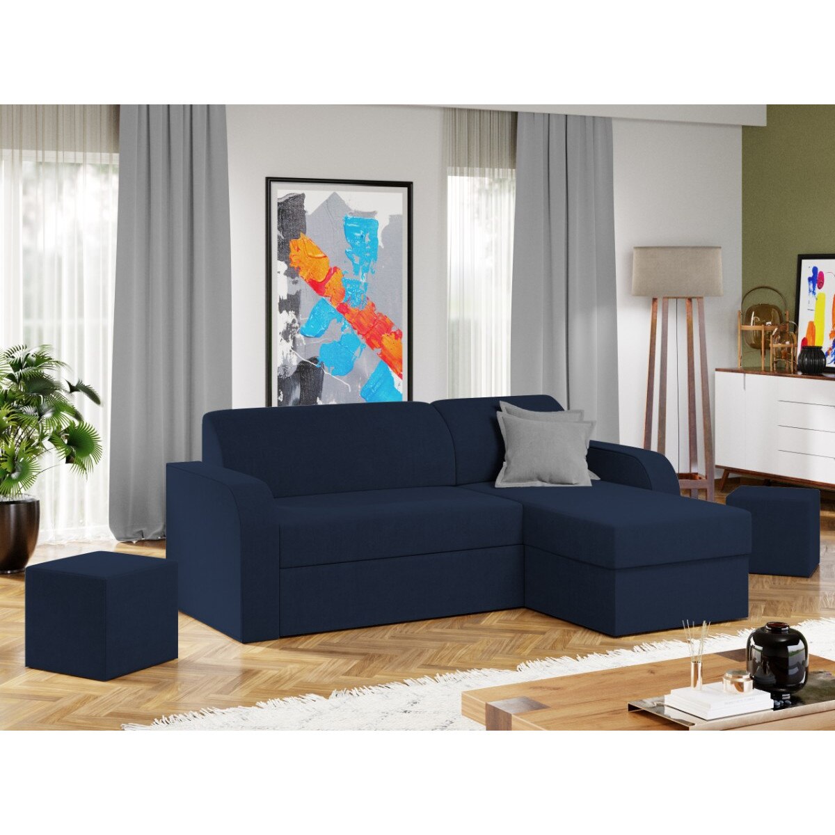 Coltar Zoy, extensibil, lada depozitare, stofa, 220 x 150 x 83 cm ...