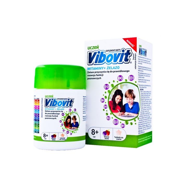 Vitamine Vibovit pentru copii, Teva, Fructe de padure, 8+, 30 tablete ...