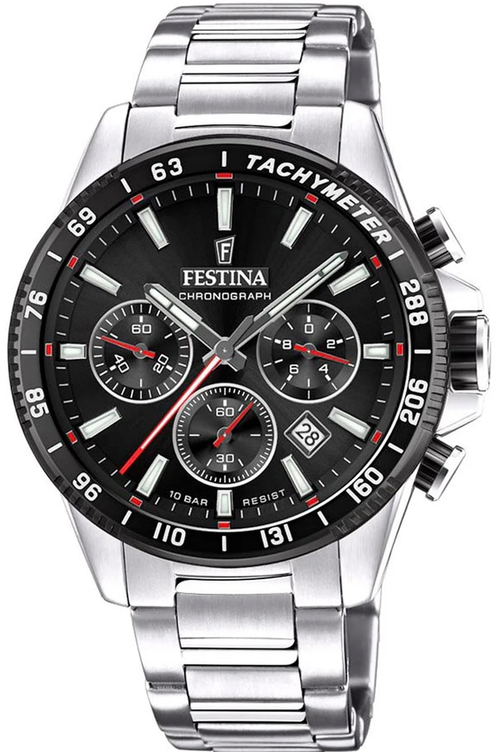 Festina, Ceas cronograf din otel inoxidabil, Argintiu - eMAG.ro