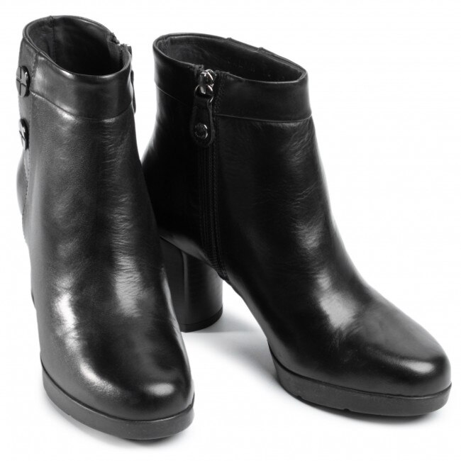 Ghete dama Geox D Anylla, piele naturala, fermoar, negru, 40 EU - eMAG.ro