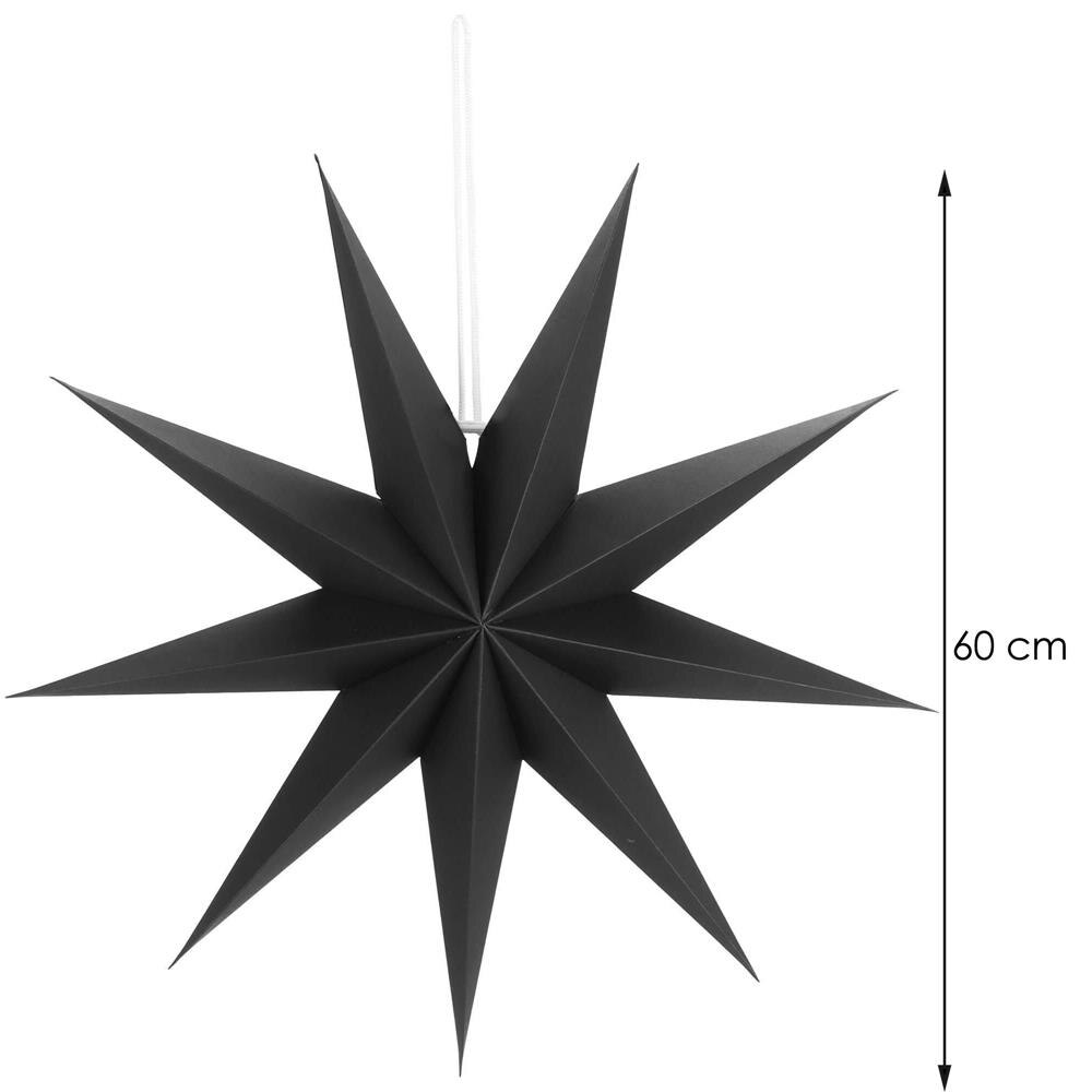 Stea decorativa 3D din hartie, cu 9 colturi, 60cm, neagra - eMAG.ro