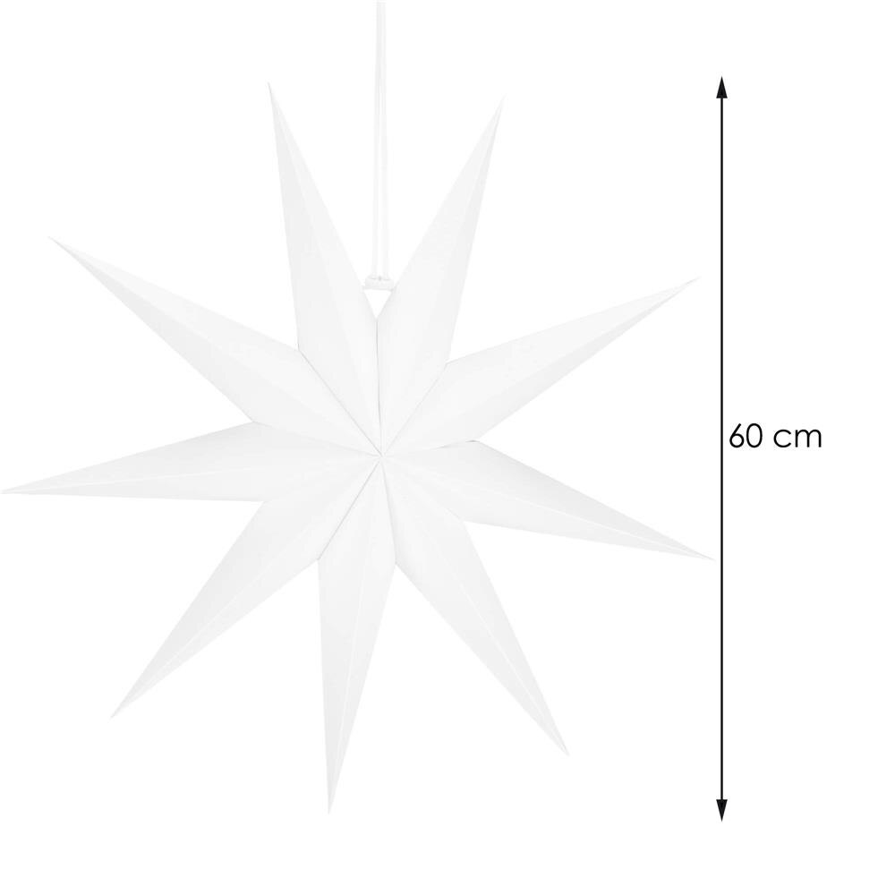 Stea decorativa 3D din hartie, cu 9 colturi, 60cm, alba - eMAG.ro