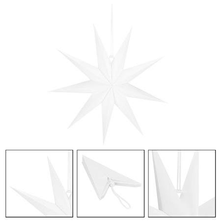 Stea decorativa 3D din hartie, cu 9 colturi, 60cm, alba - eMAG.ro