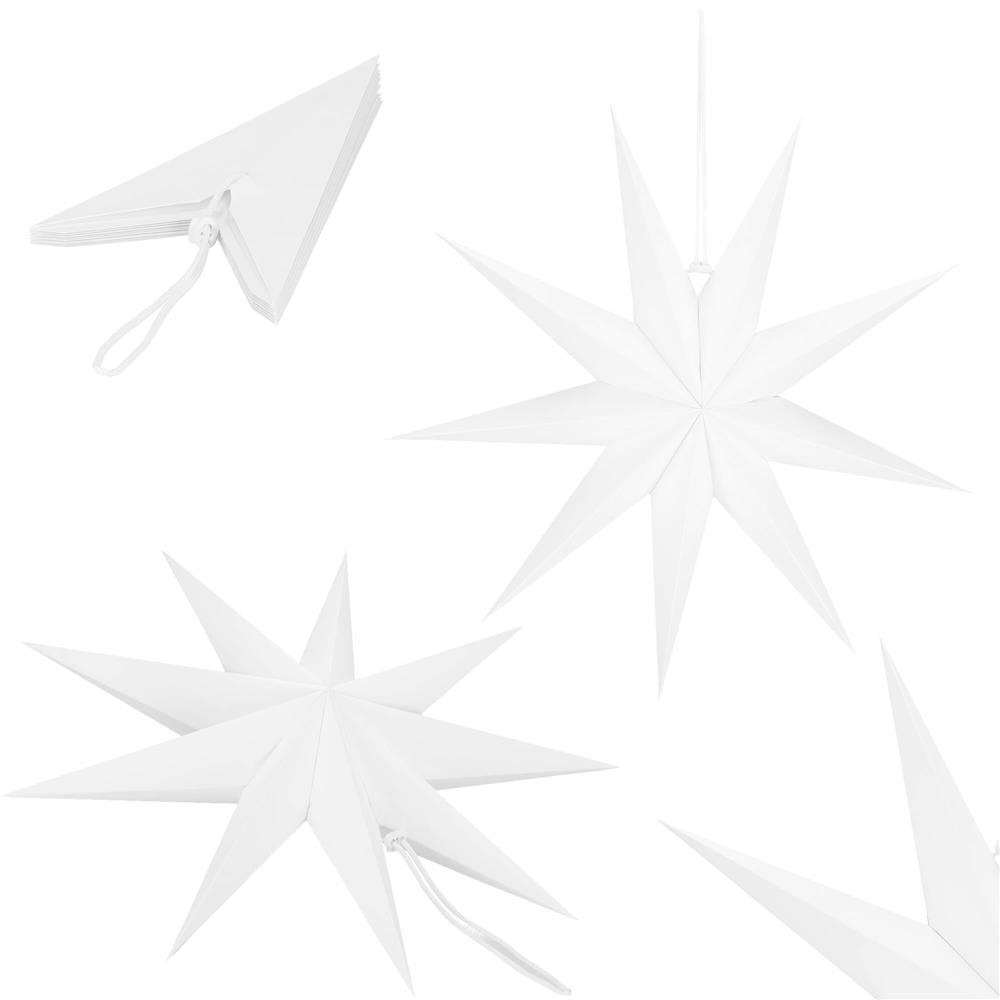 Stea decorativa 3D din hartie, cu 9 colturi, 60cm, alba - eMAG.ro